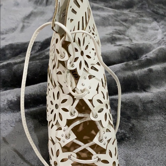 JustFab | Shoes | Just Fab White Lace Up Heels 75 | Poshmark